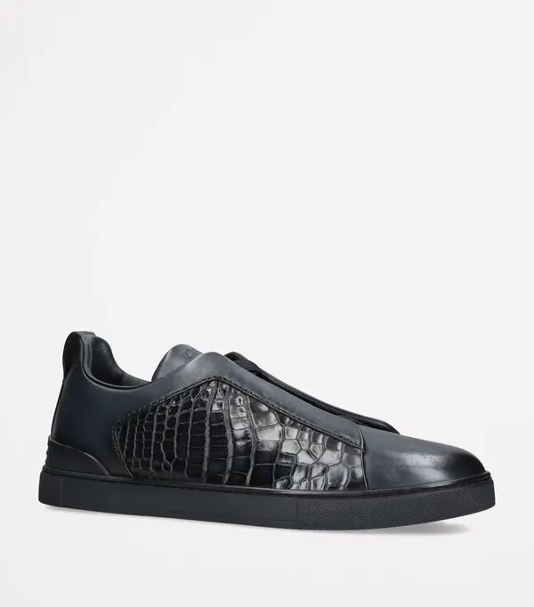 Zegna Crocodile-panel Triple Stitch Sneakers
