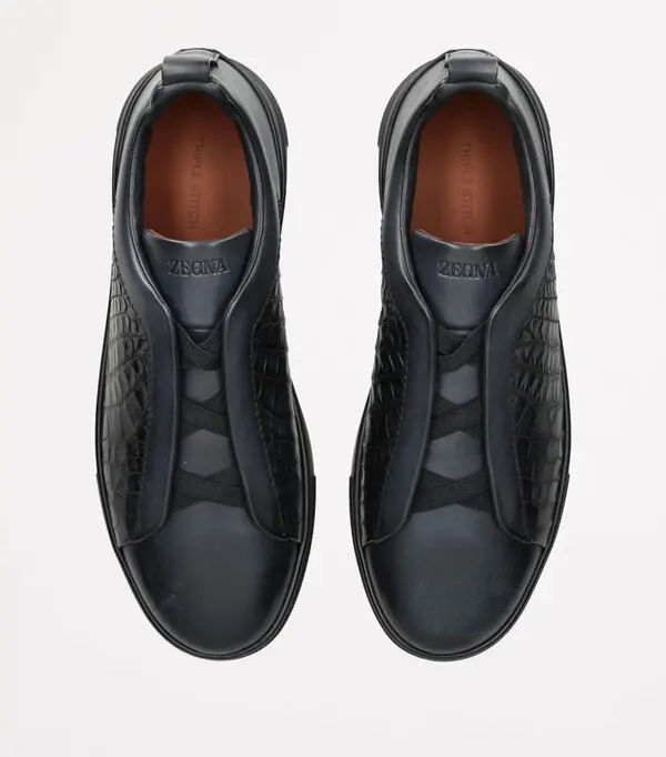 Zegna Crocodile-panel Triple Stitch Sneakers