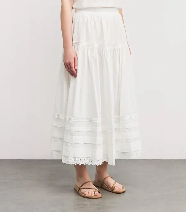 DÔEN Organic Cotton Sebastiane Midi Skirt - White
