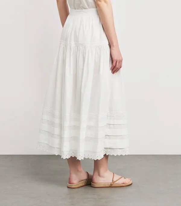 DÔEN Organic Cotton Sebastiane Midi Skirt - White