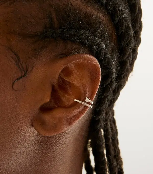 ASTRID & MIYU Rhodium-plated Cosmic Crystal Illusion Ear Cuff