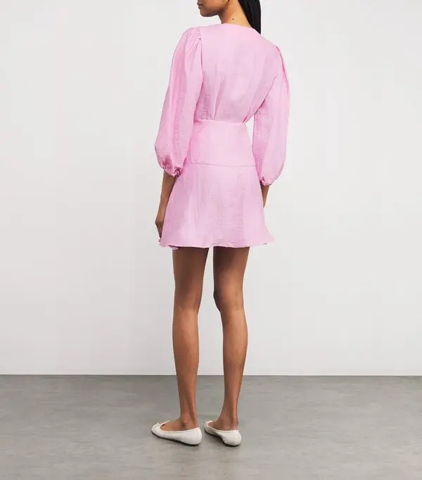 Maje Linen-Blend Wrap Mini Dress In Pink - 30% Off | Editorialist
