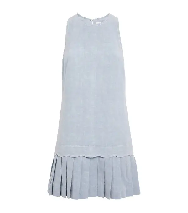 Claudie Pierlot Denim Pleated Mini Dress In Blue - 44% Off | Editorialist