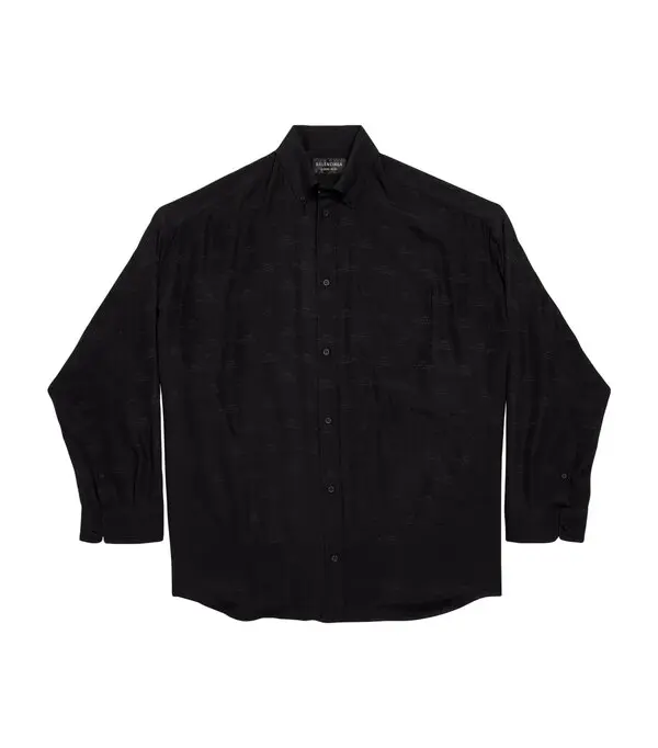 Balenciaga Silk Logo Print Shirt - Black