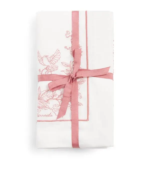 Harrods Set Of 4 Cotton-linen Embroidered Napkins - Pink