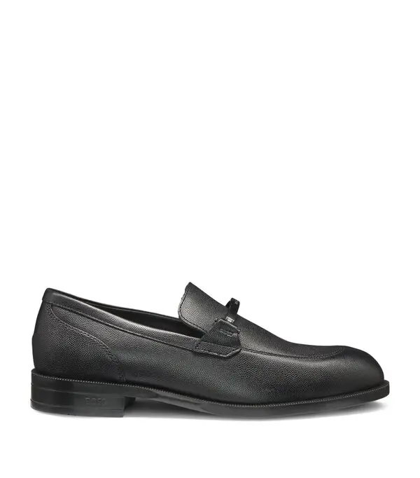 BOSS Leather Loafers With Metal Logo Plaque