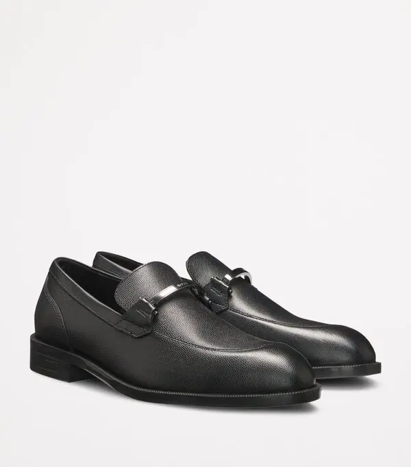 BOSS Leather Loafers With Metal Logo Plaque