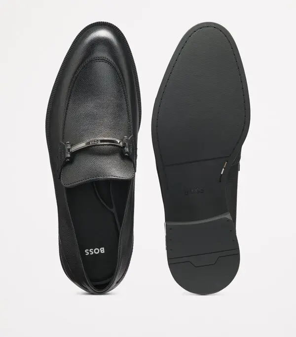 BOSS Leather Loafers With Metal Logo Plaque