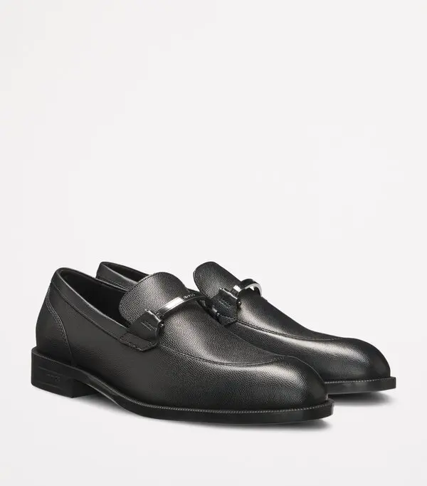 BOSS Leather Loafers With Metal Logo Plaque