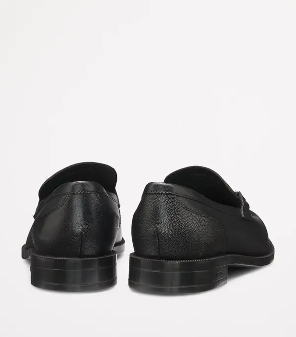 BOSS Leather Loafers With Metal Logo Plaque