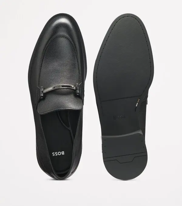 BOSS Leather Loafers With Metal Logo Plaque