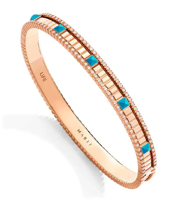 MARLI NEW YORK Diamond And Turquoise Life Bangle - Rose Gold