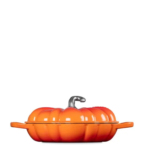 LE CREUSET Cast Iron Pumpkin Shallow Casserole Dish