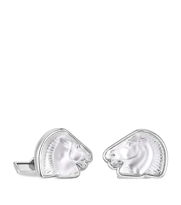 Lalique Crystal Cheval Cufflinks - Clear