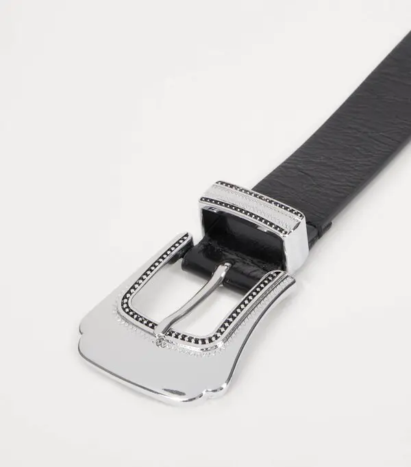 The Kooples Leather Belt With Silver-Tone Hardware - Black  display picture 3