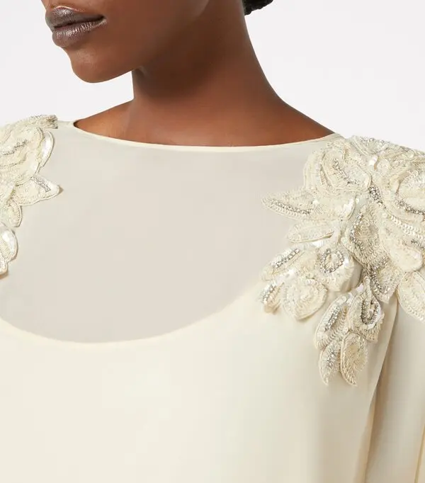 Marina Rinaldi Silk Embroidered Cape Gown - White | Editorialist