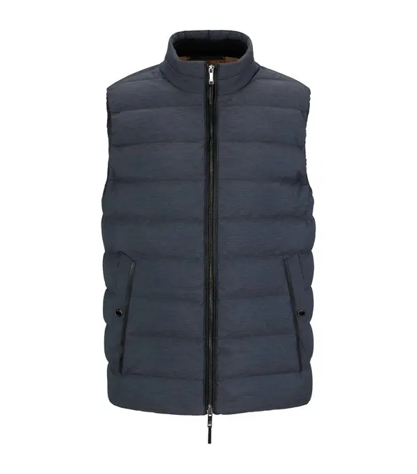 BOSS Melange Padded Gilet - Blue