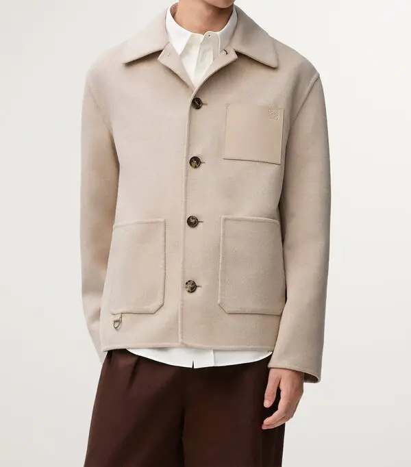 Loewe Wool-cashmere Shirt Jacket - Beige