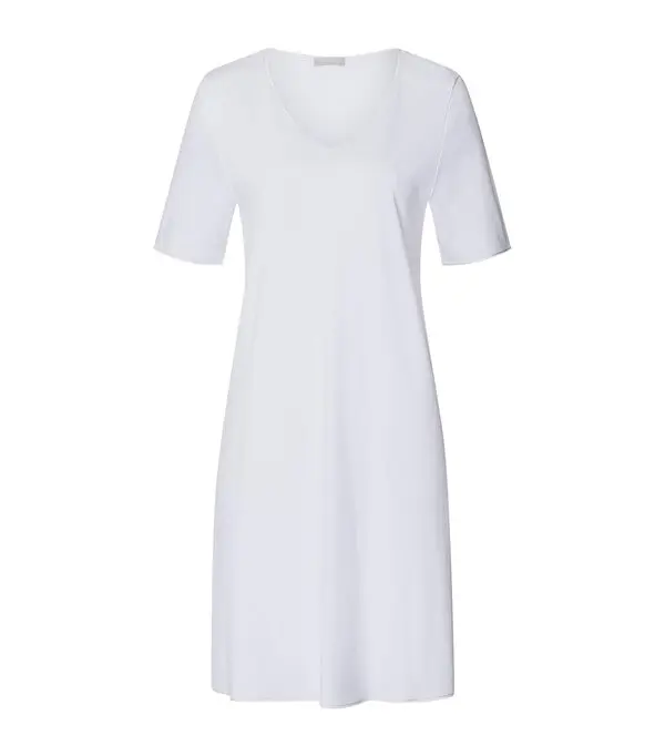 Hanro Short-sleeve Cotton Silk Nightdress - White