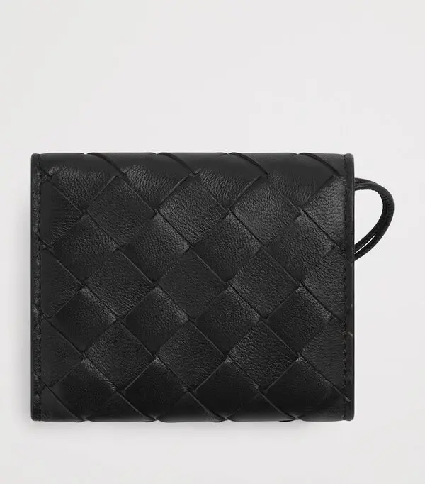 Bottega Veneta Leather Intrecciato Andiamo Trifold Wallet - Black