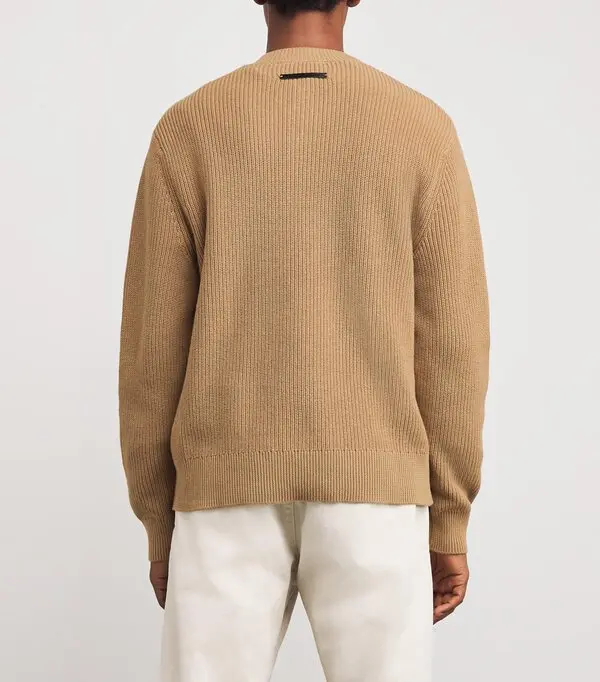7 For All Mankind Ribbed Cotton Henley Sweatshirt