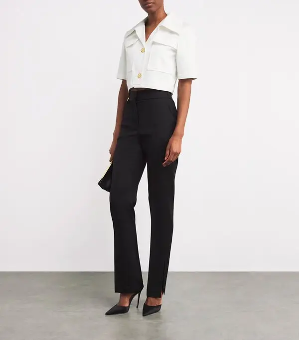 PATOU Cotton Gabardine Cropped Jacket