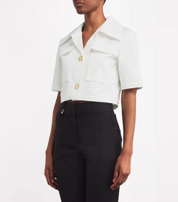 PATOU Cotton Gabardine Cropped Jacket