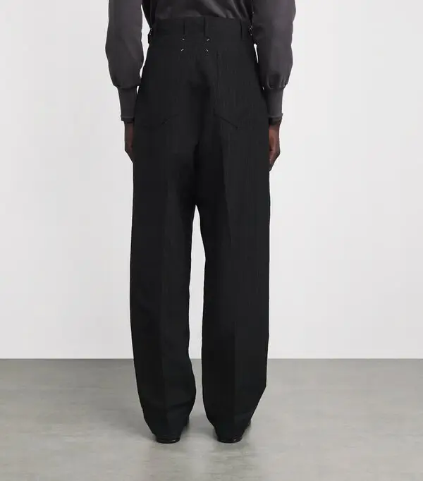 MAISON MARGIELA Wool Pinstripe Trousers - Black