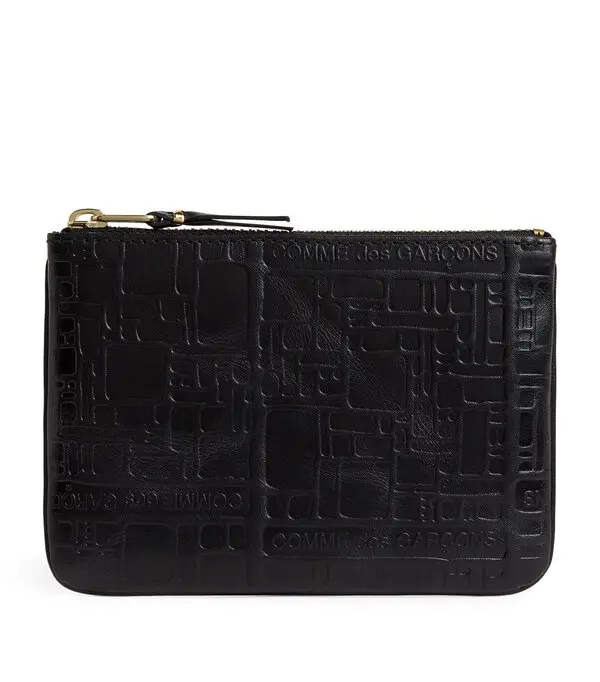 Comme Des Garçons Leather Embossed Pouch - Black