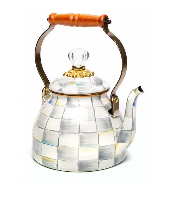 MACKENZIE-CHILDS Sterling Check 2-quart Tea Kettle - Silver