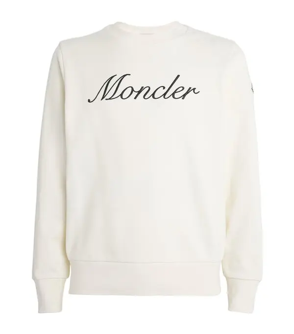 Moncler Cursive-Logo Sweatshirt - White | Editorialist