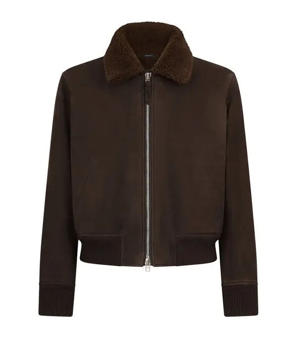 TOM FORD Suede Bomber Jacket - Brown