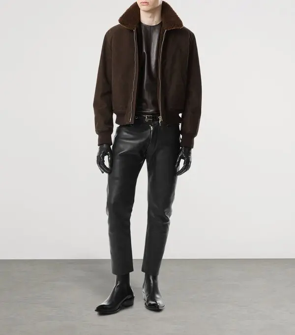 TOM FORD Suede Bomber Jacket - Brown