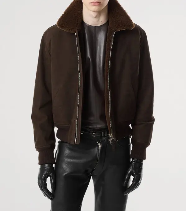 TOM FORD Suede Bomber Jacket - Brown