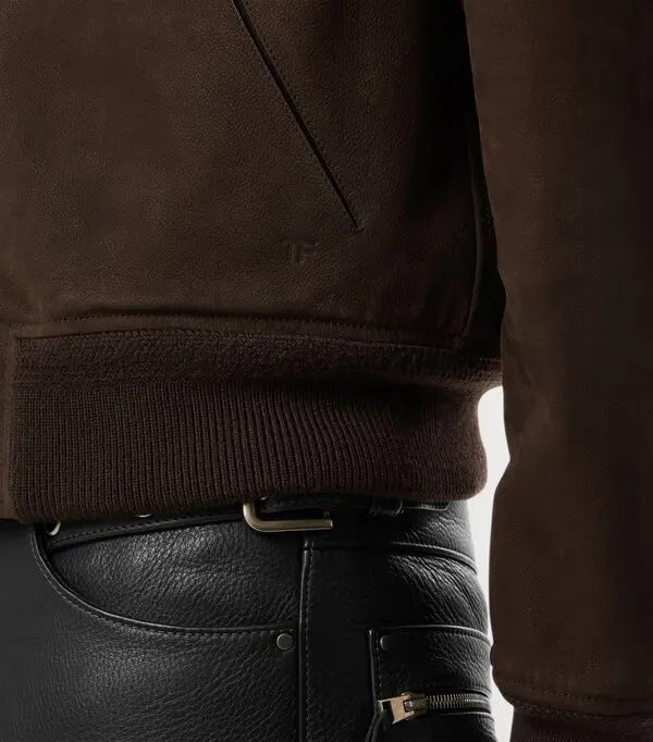 TOM FORD Suede Bomber Jacket - Brown