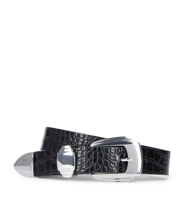 The Kooples Black Croc-Embossed Leather Belt The Kooples Croc-Embossed Leather Belt In Black - 40% Off  main image 2