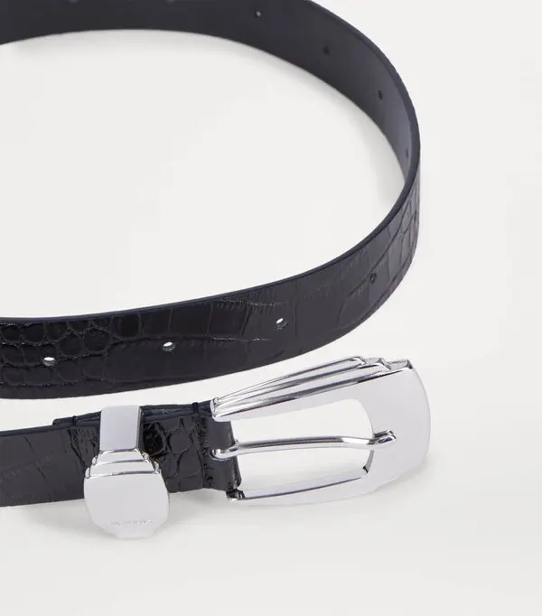 The Kooples Croc-Embossed Leather Belt In Black - 40% Off 