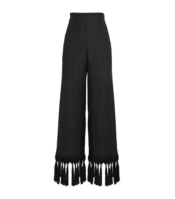 TALLER MARMO Linen Fringe-trim Marlino Trousers