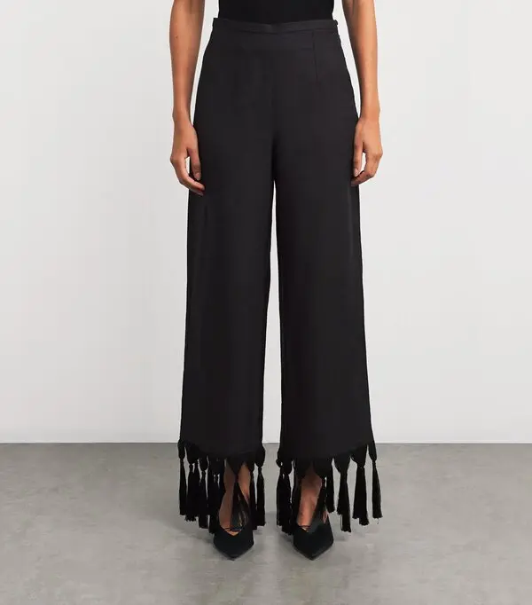 TALLER MARMO Linen Fringe-trim Marlino Trousers