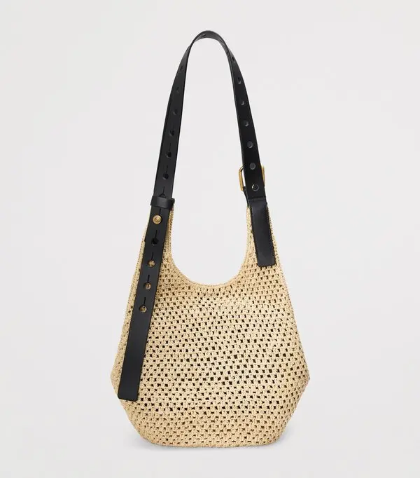 Loewe X Paula's Ibiza Small Raffia Punch-hole Hobo Bag