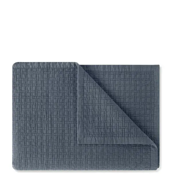 AMALIA Linen Quilted Adorno Bedspread - Blue
