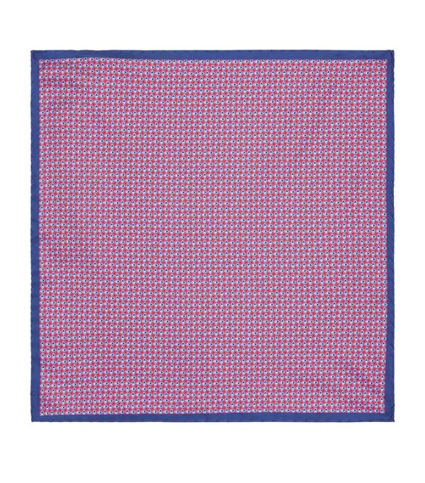 Canali Silk Printed Pocket Square - Pink