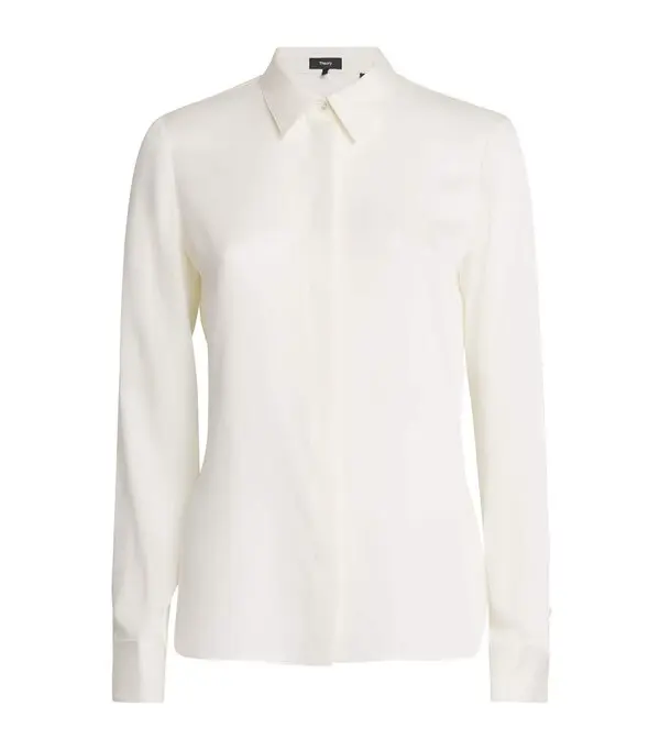Theory Silk Georgette Fitted Shirt