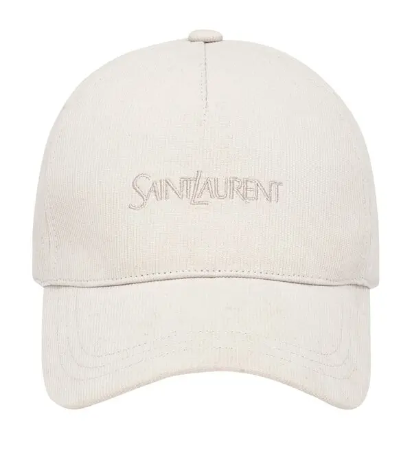 Saint Laurent Cotton Baseball Cap - White