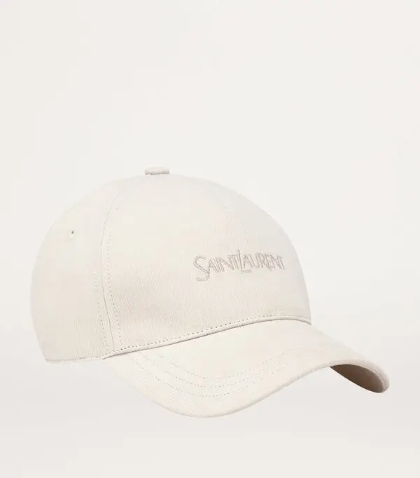Saint Laurent Cotton Baseball Cap With Logo