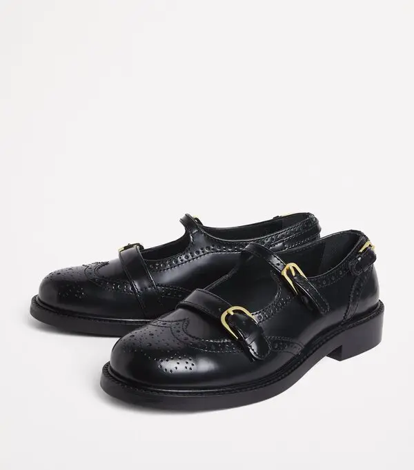 Sandro Leather Mary Jane Derby Shoes - Black