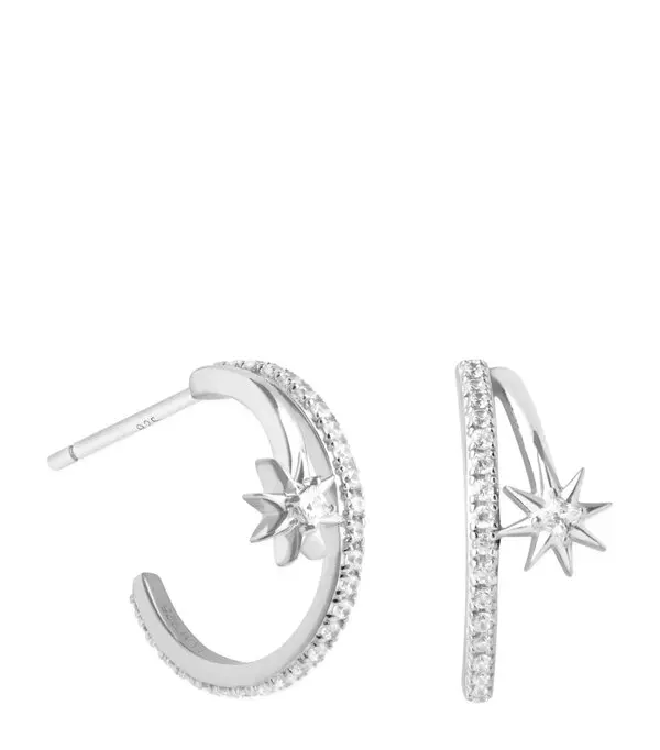 ASTRID & MIYU Rhodium-plated Sterling Cubic Zirconia Hoop Earrings - Silver
