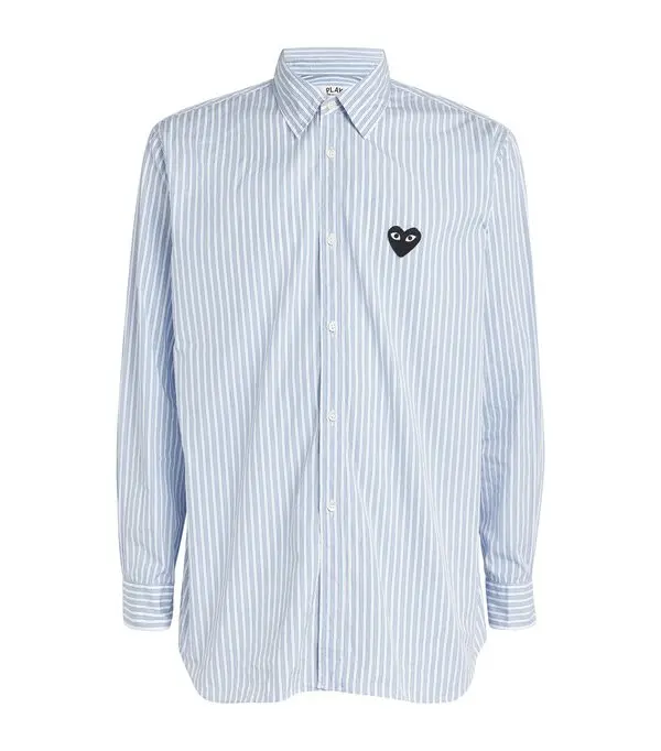 Play Comme Des Garcon Striped Heart Shirt - Blue