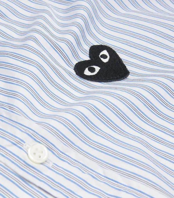 Play Comme Des Garcon Striped Heart Shirt - Blue