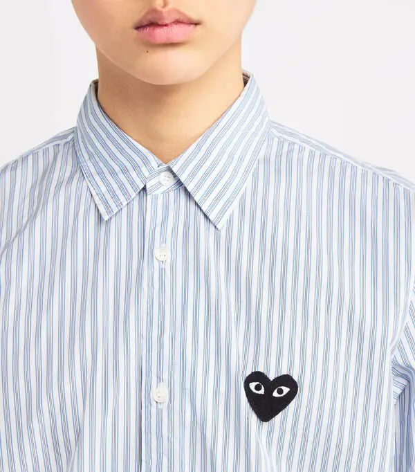 Play Comme Des Garcon Striped Heart Shirt - Blue